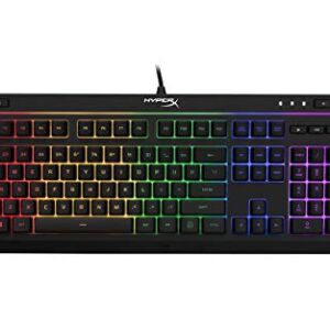 HyperX Alloy Core RGB – Membrane Gaming Keyboard, Comfortable Quiet Silent Keys with RGB LED Lighting Effects, Spill Resistant, Dedicated Media Keys, Compatible with Windows 10/8.1/8/7 – Black