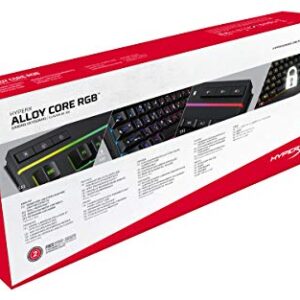 HyperX Alloy Core RGB – Membrane Gaming Keyboard, Comfortable Quiet Silent Keys with RGB LED Lighting Effects, Spill Resistant, Dedicated Media Keys, Compatible with Windows 10/8.1/8/7 – Black