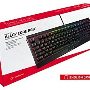 HyperX Alloy Core RGB – Membrane Gaming Keyboard, Comfortable Quiet Silent Keys with RGB LED Lighting Effects, Spill Resistant, Dedicated Media Keys, Compatible with Windows 10/8.1/8/7 – Black