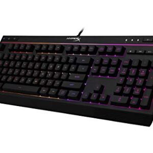 HyperX Alloy Core RGB – Membrane Gaming Keyboard, Comfortable Quiet Silent Keys with RGB LED Lighting Effects, Spill Resistant, Dedicated Media Keys, Compatible with Windows 10/8.1/8/7 – Black