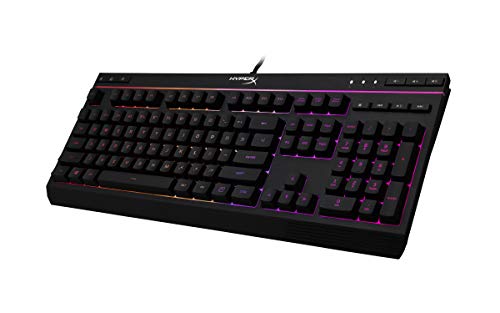 HyperX Alloy Core RGB – Membrane Gaming Keyboard, Comfortable Quiet Silent Keys with RGB LED Lighting Effects, Spill Resistant, Dedicated Media Keys, Compatible with Windows 10/8.1/8/7 – Black