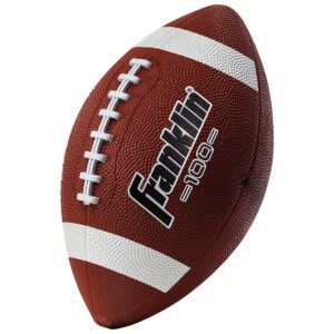 franklin sports junior/youth football - grip-rite 100 - kids junior size - durable outdoor rubber football - brown/white