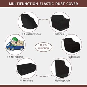 Easy-Going Massage Chair Cover Armchair Slipcovers, Recliner Wing Chair Slipcovers, Furniture Protector for Moving, Dust Proof Cover, Sofa Covers Removable Shield, Storage, Machine Washable (Black)