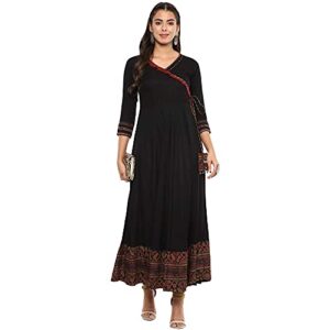 yash gallery women's indian anarkali kurtis for women black