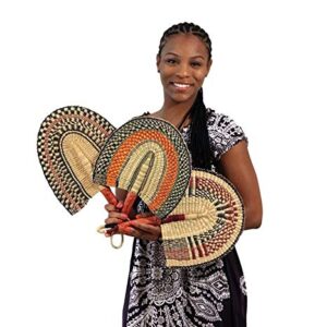 Omaqa One Burkina Faso African Hand Fan Woven 16" Long for Women & Men | Home Decoration