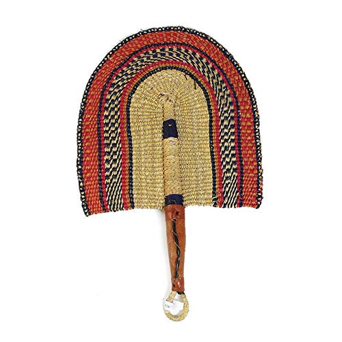 Omaqa One Burkina Faso African Hand Fan Woven 16" Long for Women & Men | Home Decoration