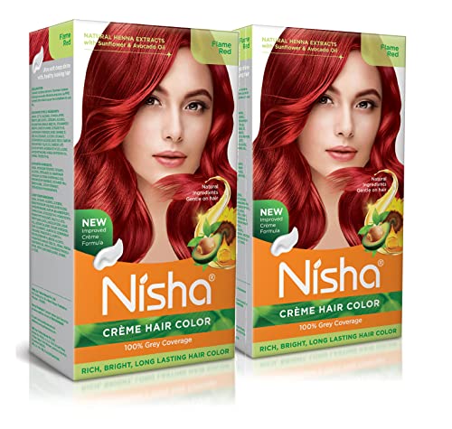 Nisha cream hair color Fashion Highlights And Rich Bright Long-Lasting Colour Flame Red Pack of 2