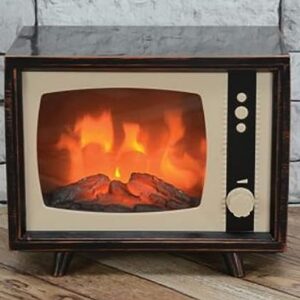 Decorative Realistic Fireplace Compact Retro Television with LED Moving Flame Effect, Hearth-Like-Glow With Electric Fireplace TV Look For Indoors by ELYYT