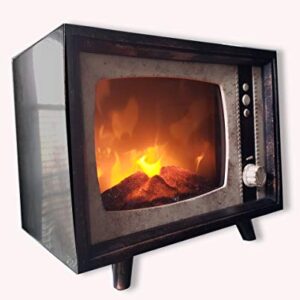 Decorative Realistic Fireplace Compact Retro Television with LED Moving Flame Effect, Hearth-Like-Glow With Electric Fireplace TV Look For Indoors by ELYYT