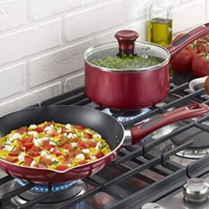 T-fal B039S264 Excite ProGlide Nonstick Thermo-Spot Heat Indicator Dishwasher Oven Safe 8 Inch and 10.5 Inch Fry Pan Cookware Set, 2-Piece, Rio Red