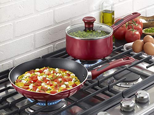 T-fal B039S264 Excite ProGlide Nonstick Thermo-Spot Heat Indicator Dishwasher Oven Safe 8 Inch and 10.5 Inch Fry Pan Cookware Set, 2-Piece, Rio Red