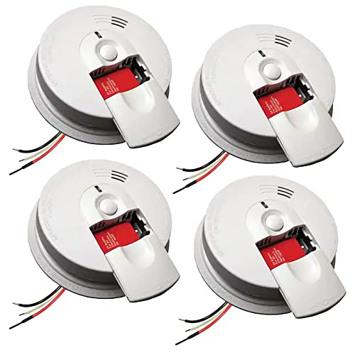 Kidde i4618AC Battery Powered Hardwire Smoke Alarm, 4 Pack