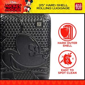 FUL Disney Mickey Mouse 25 Inch Rolling Luggage, Hardside Suitcase with Spinner Wheels, Black