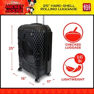 FUL Disney Mickey Mouse 25 Inch Rolling Luggage, Hardside Suitcase with Spinner Wheels, Black