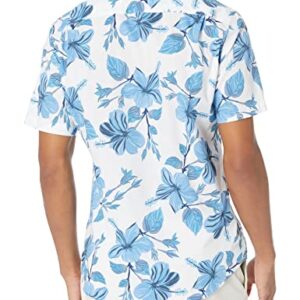 Amazon Essentials Men's Slim-Fit Short-Sleeve Print Shirt, Blue Floral Print, Small