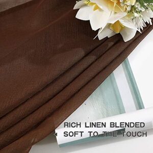 MIULEE 2 Panels Chocolate Brown Sheer Window Curtains Elegant Grommet Top Window Voile Panels/Drapes/Treatment Linen Textured Panels for Bedroom Living Room (54X84 Inches Dark Brown)