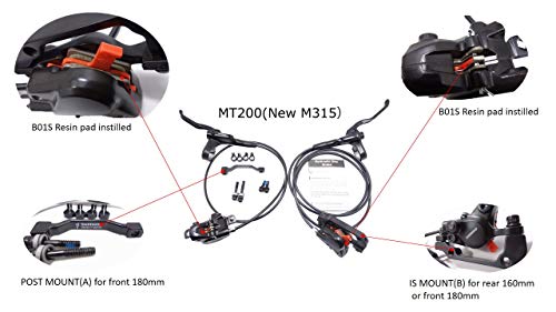 JGbike Shimano MT200 MTB Hydraulic Disc Brake Set for Mountain Bike Bicycle MTB XC Trail, e-Bike, Fat Bike, The Best Upgrade kit for Mechanical Disc Brake