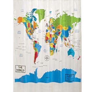 SKL Home by Saturday Knight Ltd. World Map Shower Curtain 70x72 inches Multicolored