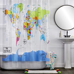 SKL Home by Saturday Knight Ltd. World Map Shower Curtain 70x72 inches Multicolored