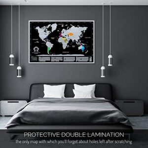 Detailed Scratch off World Map Silver - Extra Large - Premium Black and Silver Scratchable World Map Poster - Best Gift Travel World Map - Huge Adventure Map - XL Scratch off Map of the World