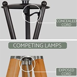 Kira Home Sadie 60" Modern Tripod LED Floor Lamp + 9W Bulb (Energy Efficient/Eco-Friendly), Honey Beige Drum Shade, Oil Rubbed Bronze Finish