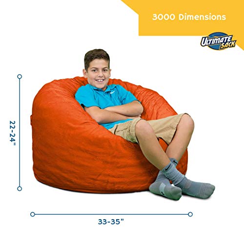 ULTIMATE SACK 3000 (3 Ft.) Bean Bag Chair: Giant Foam-Filled Furniture - Machine Washable Covers, Durable Inner Liner, 100% Virgin Foam. Comfy Bean Bag Chair. (Burgundy, Suede)