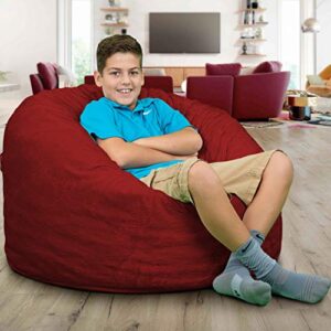 ULTIMATE SACK 3000 (3 Ft.) Bean Bag Chair: Giant Foam-Filled Furniture - Machine Washable Covers, Durable Inner Liner, 100% Virgin Foam. Comfy Bean Bag Chair. (Burgundy, Suede)