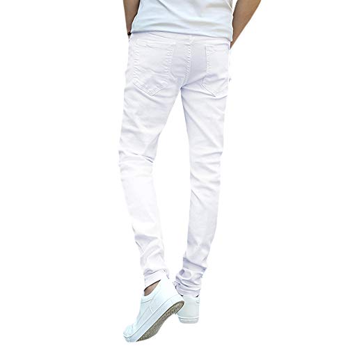 WULFUL Men's Skinny Slim Fit Stretch Comfy Fashion Denim Jeans Pants White