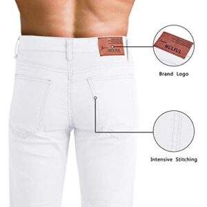 WULFUL Men's Skinny Slim Fit Stretch Comfy Fashion Denim Jeans Pants White