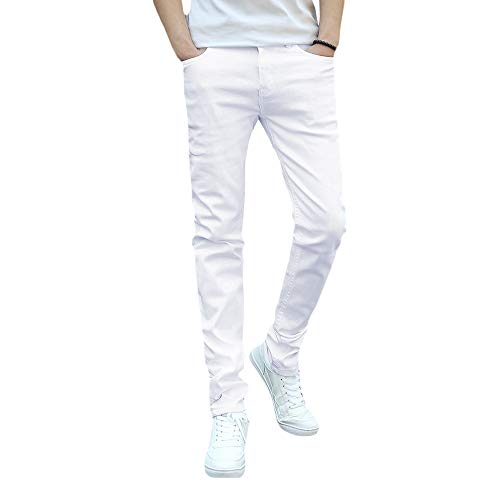 WULFUL Men's Skinny Slim Fit Stretch Comfy Fashion Denim Jeans Pants White