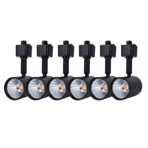 mirrea 6 pack led track lighting heads compatible with single circuit h type track lighting rail ceiling spotlight for accent task wall art exhibition lighting 6.5w 24° black (3000k warm white)