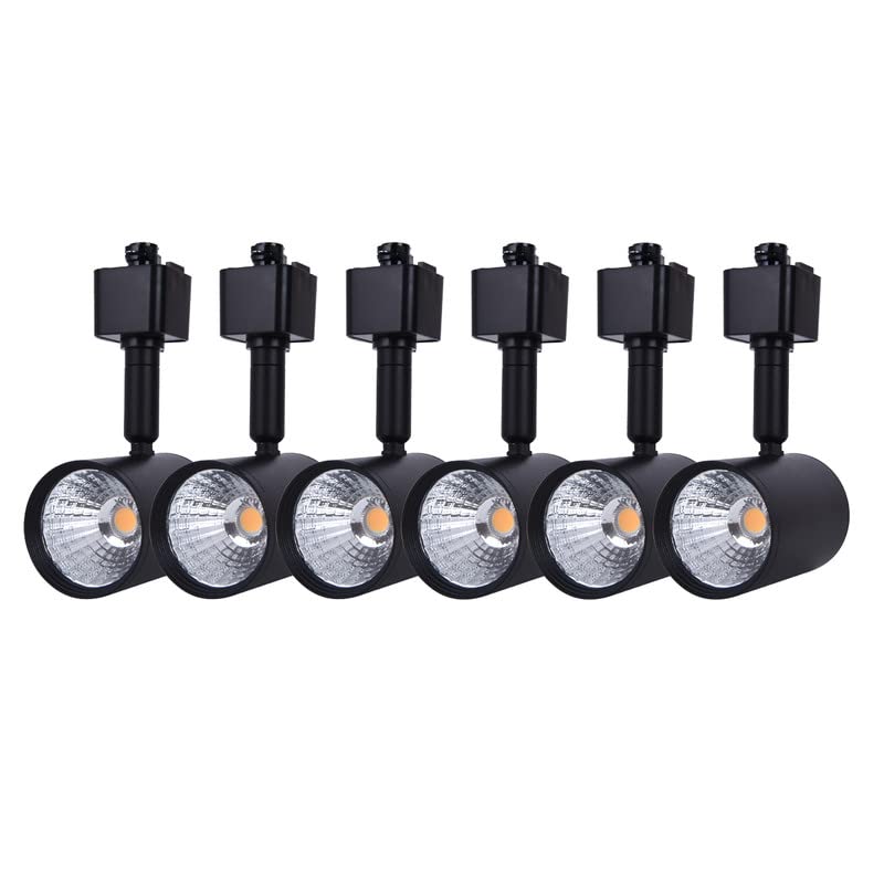 mirrea 6 Pack LED Track Lighting Heads Compatible with Single Circuit H Type Track Lighting Rail Ceiling Spotlight for Accent Task Wall Art Exhibition Lighting 6.5W 24° Black (3000K Warm White)