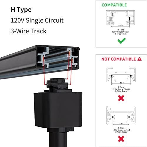 mirrea 6 Pack LED Track Lighting Heads Compatible with Single Circuit H Type Track Lighting Rail Ceiling Spotlight for Accent Task Wall Art Exhibition Lighting 6.5W 24° Black (3000K Warm White)