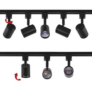 mirrea 6 Pack LED Track Lighting Heads Compatible with Single Circuit H Type Track Lighting Rail Ceiling Spotlight for Accent Task Wall Art Exhibition Lighting 6.5W 24° Black (3000K Warm White)