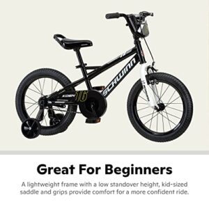 Schwinn Koen & Elm Toddler and Kids Bike, For Girls and Boys, 16-Inch Wheels, BMX Style, With Saddle Handle, Training Wheels Included, Chain Guard, and Number Plate, Black