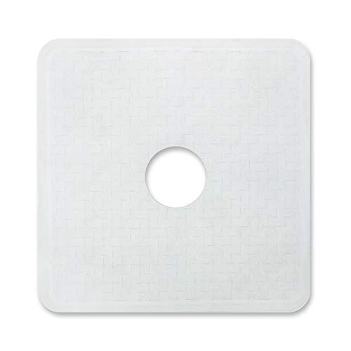 Templeton Home Square Shower Stall Mat, Center Cut Hole, Non Slip Texture, Suction Cups