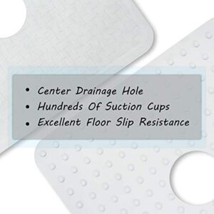 Templeton Home Square Shower Stall Mat, Center Cut Hole, Non Slip Texture, Suction Cups