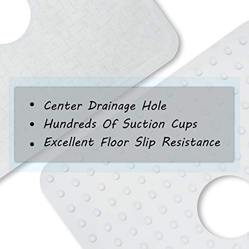 Templeton Home Square Shower Stall Mat, Center Cut Hole, Non Slip Texture, Suction Cups