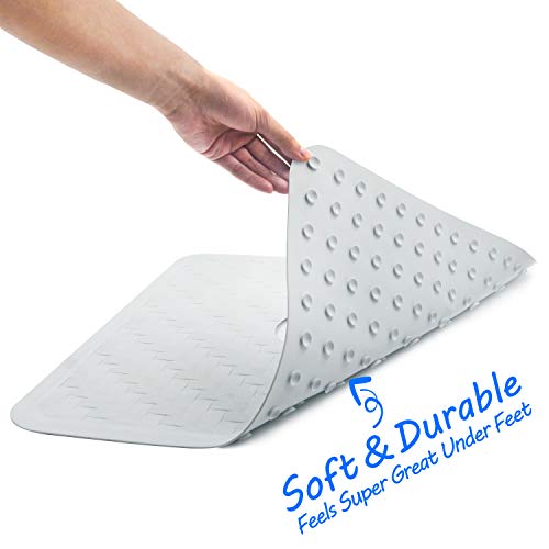 Templeton Home Square Shower Stall Mat, Center Cut Hole, Non Slip Texture, Suction Cups