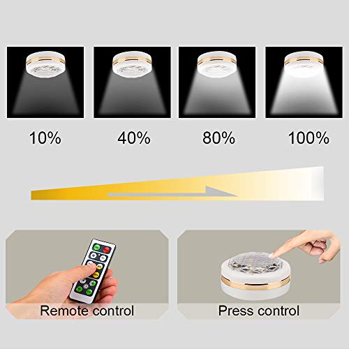 LEASTYLE Wireless LED Puck Lights with Remote Control 6 Pack, LED Under Cabinet Lighting,Puck Lights Battery Operated, Closet Light, Under Counter Lighting, Stick On Lights (6 Pack Natural White)