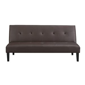 Naomi Home Tufted Futon Sofa Bed, Faux Leather Futon Couch, Modern Convertible Folding Sofa Bed Couch with Wooden Legs, Reclining Small Couch Bed, Durable and Sturdy Futon, Espresso