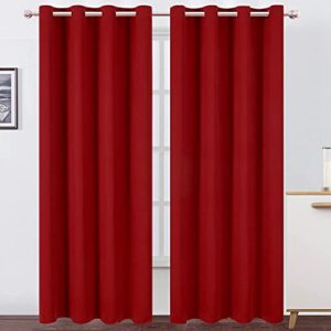 lemomo red curtains 52 x 84 inch long/blackout curtains set of 2 panels/room darkening thermal insulated bedroom curtains drape