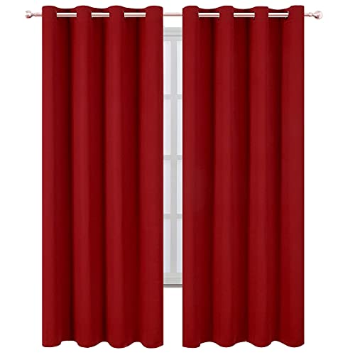 LEMOMO Red Curtains 52 x 84 Inch Long/Blackout Curtains Set of 2 Panels/Room Darkening Thermal Insulated Bedroom Curtains Drape