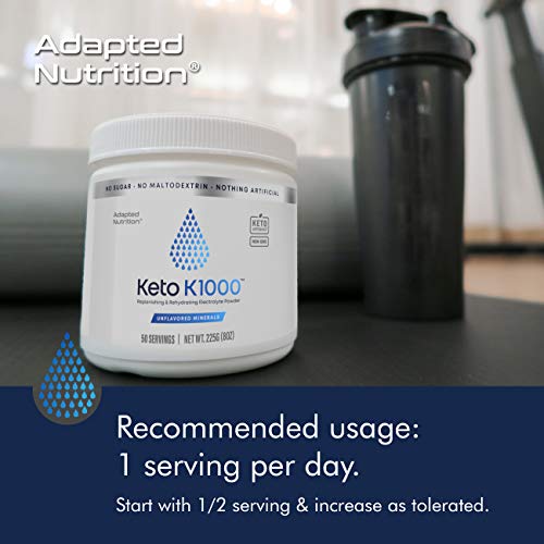 Keto K1000 Electrolyte Powder | Hydration Supplement Drink Mix | Raw Mineral Flavor, No Stevia | 50 Servings | Boost Energy & Beat Leg Cramps | No Maltodextrin or Sugar