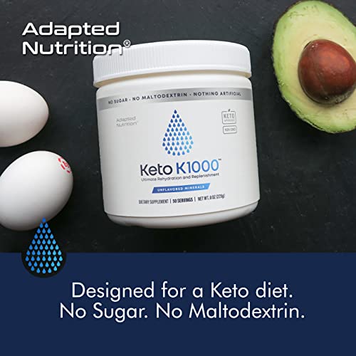 Keto K1000 Electrolyte Powder | Hydration Supplement Drink Mix | Raw Mineral Flavor, No Stevia | 50 Servings | Boost Energy & Beat Leg Cramps | No Maltodextrin or Sugar