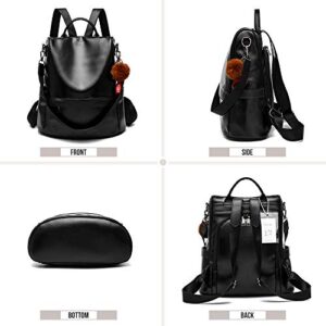 CHERUTY Women Backpack Purse PU Leather Anti-theft Casual Shoulder Bag Fashion Ladies Satchel Bags(Black)