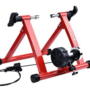 Indoor Cycle Trainer, Noise Reduction Super Quiet Bicycle Exercise Stand w Quick Release 8 Levels Resistance w Front Wheel Block