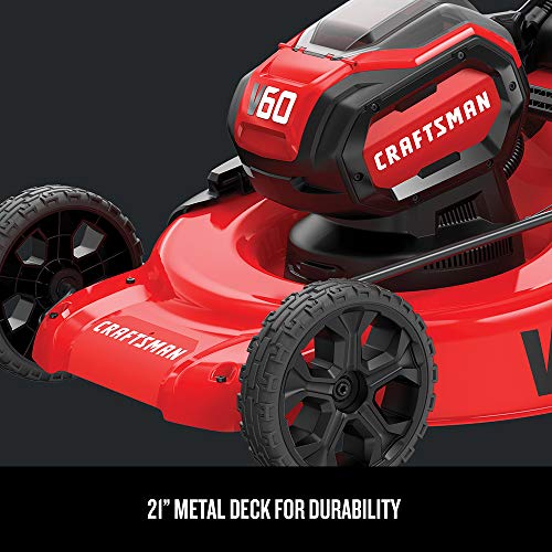 CRAFTSMAN V60* 3-in-1 Cordless Lawn Mower, 21-Inch (CMCMW260P1)