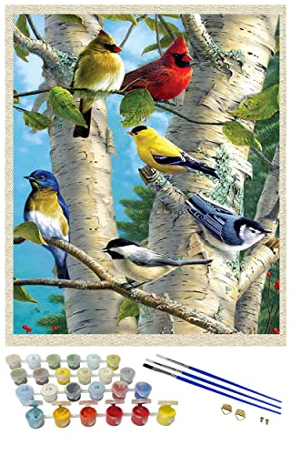 iCoostor Paint by Numbers DIY Acrylic Painting Kit for Kids & Adults Beginner - 16" x 20" Branch Magpie Pattern