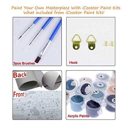 iCoostor Paint by Numbers DIY Acrylic Painting Kit for Kids & Adults Beginner - 16" x 20" Branch Magpie Pattern